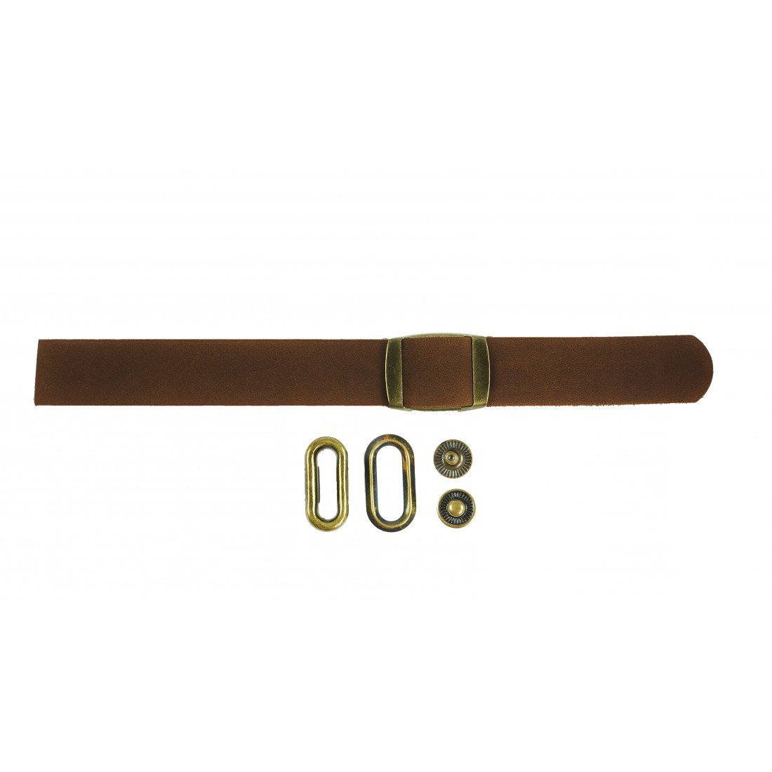 Brown Leather + Brass Clasp Buckle Set (5 Set)